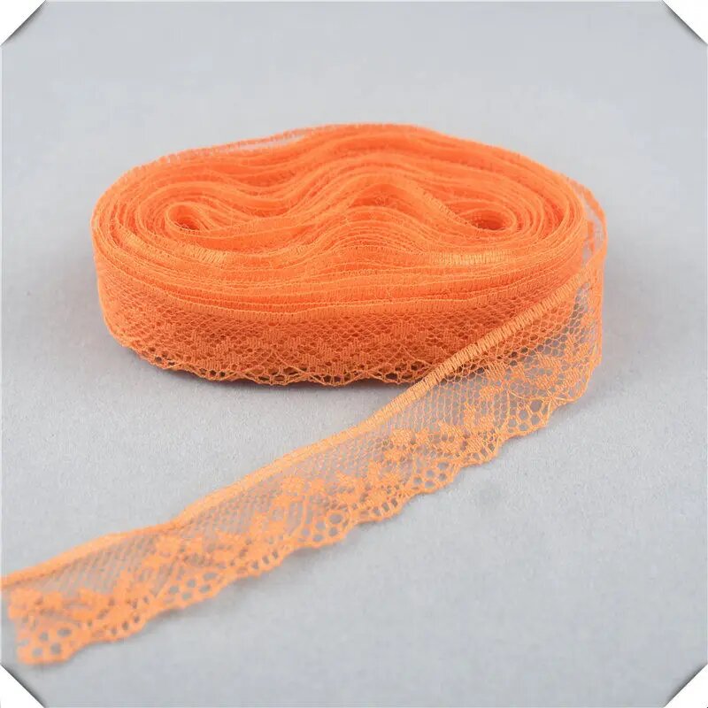 Африканская кружевная ткань 10 ярдов, белая кружевная лента 1.8 см WHxmsh Оранжевый, Orange