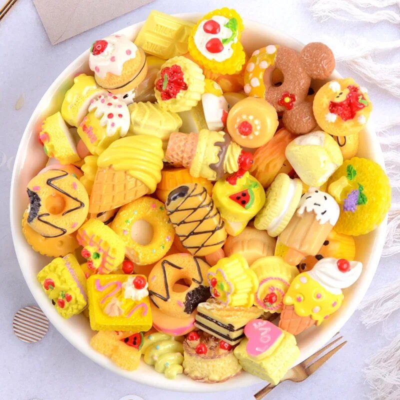 Набор миниатюр еды, 10 шт, желтый, для декора
