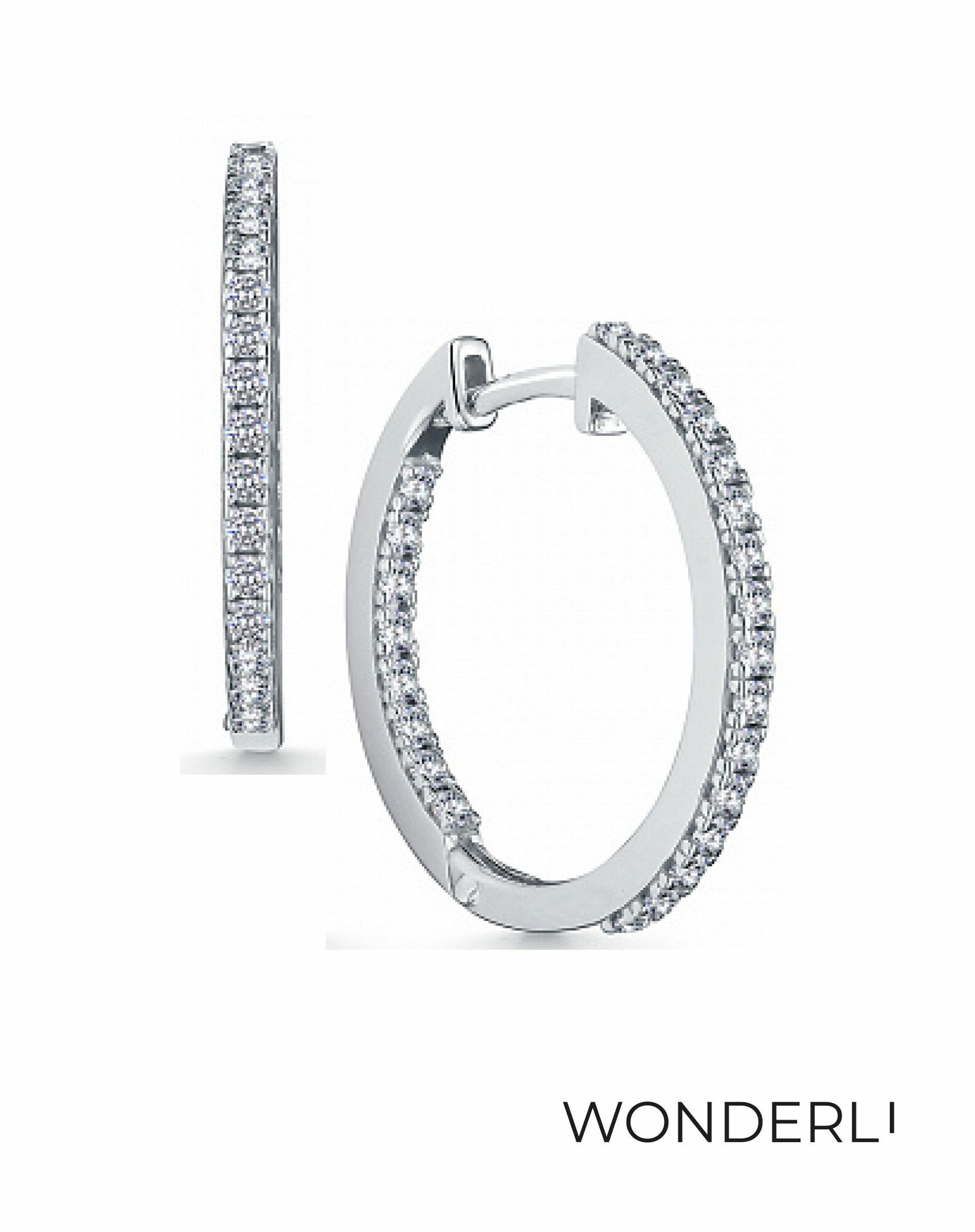 Серьги конго, серебро, 925 проба, родирование, фианит