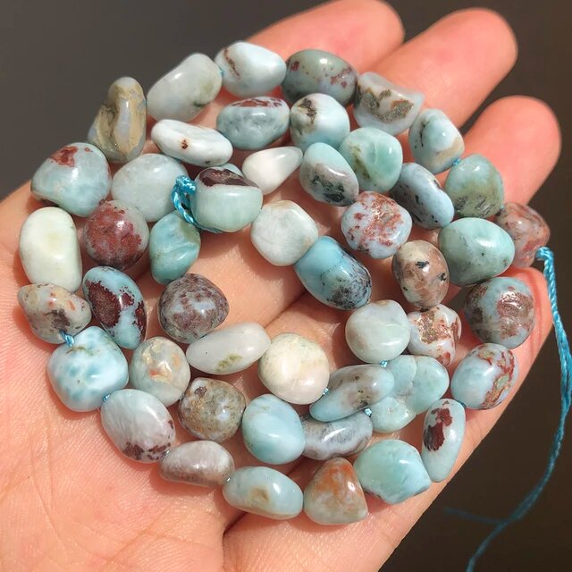 Куою натуральные бусины из амазонита, апатита, ларимара и кварца Larimar