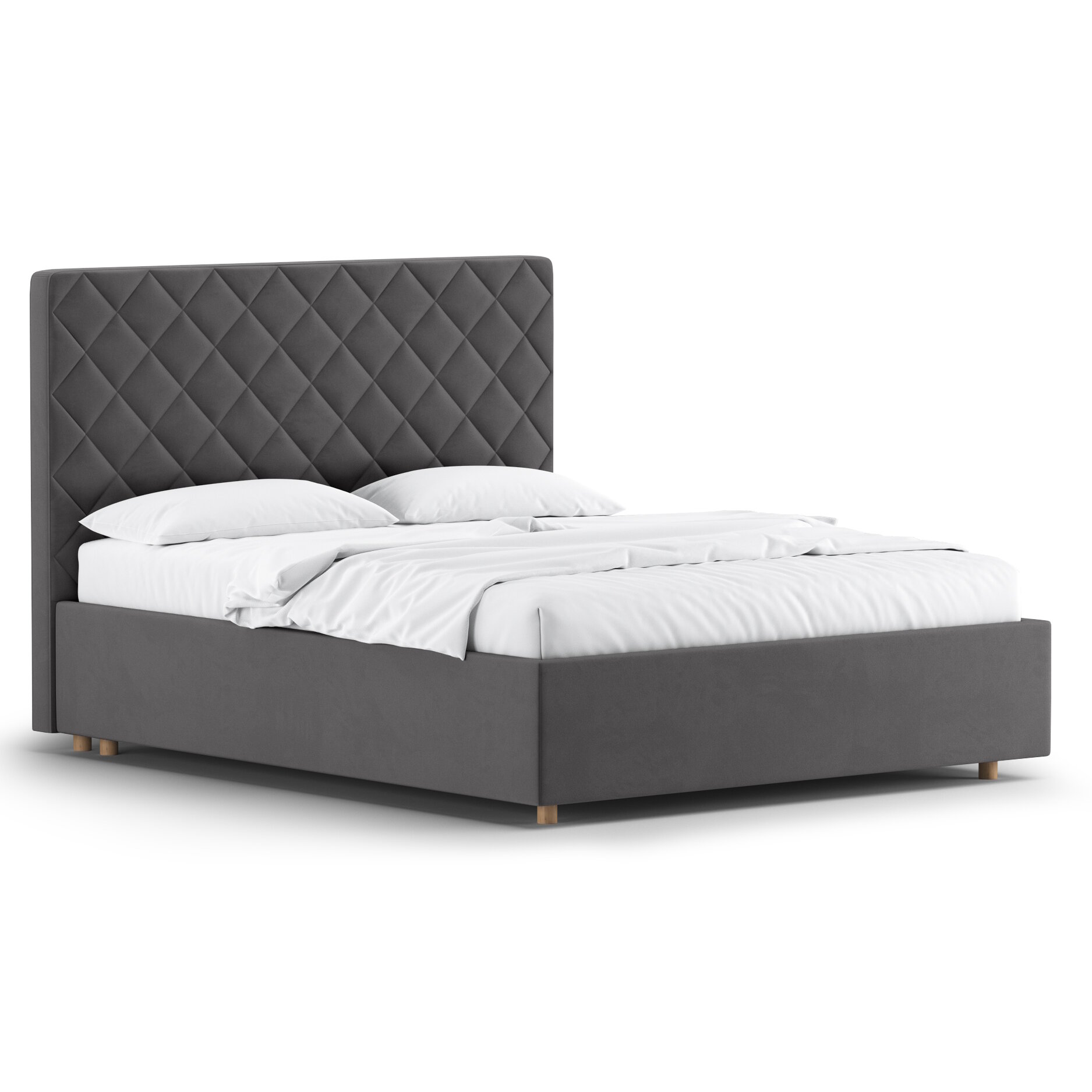 Кровать двуспальная с подъемным механизмом WESTENY "ART 605" H6, 191х217х130, 180х200, темно-серый велюр