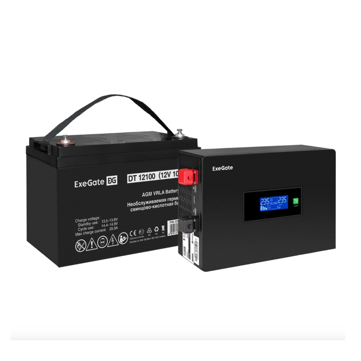 Комплект ИБП EX295992RUS + батарея 100Aч EX282985RUS 1шт ExeGate IdealSine SR-600. LCD.2SH (EX297395RUS)