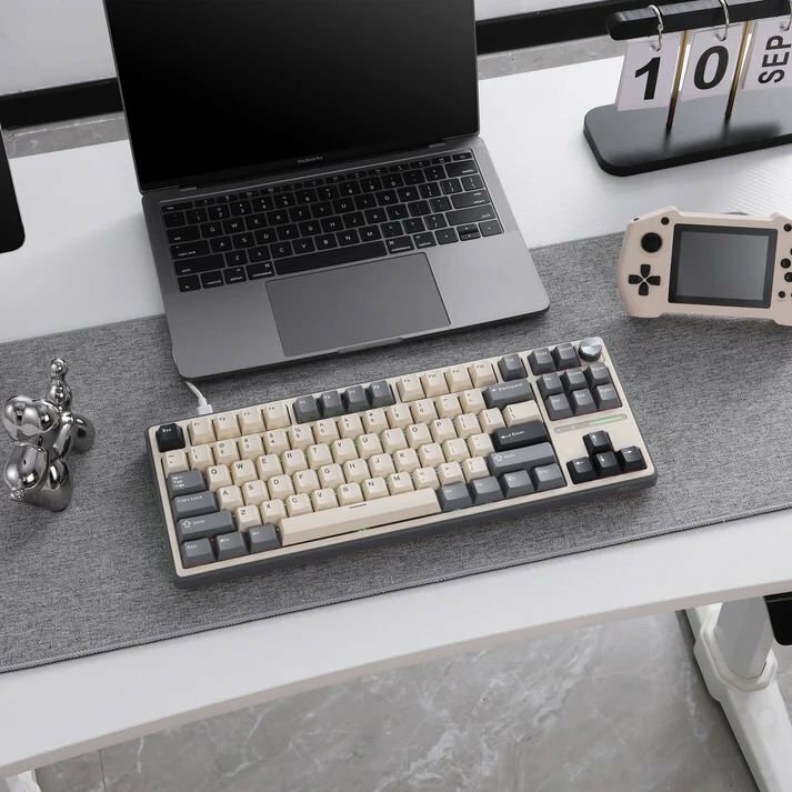 Классическая TKL (80%) механическая клавиатура Royal Kludge RK R87Pro - проводная, 87 клавиш, Gasket Mount, профиль PBT Cherry, цвет Half Grey, переключатели RK Cream
