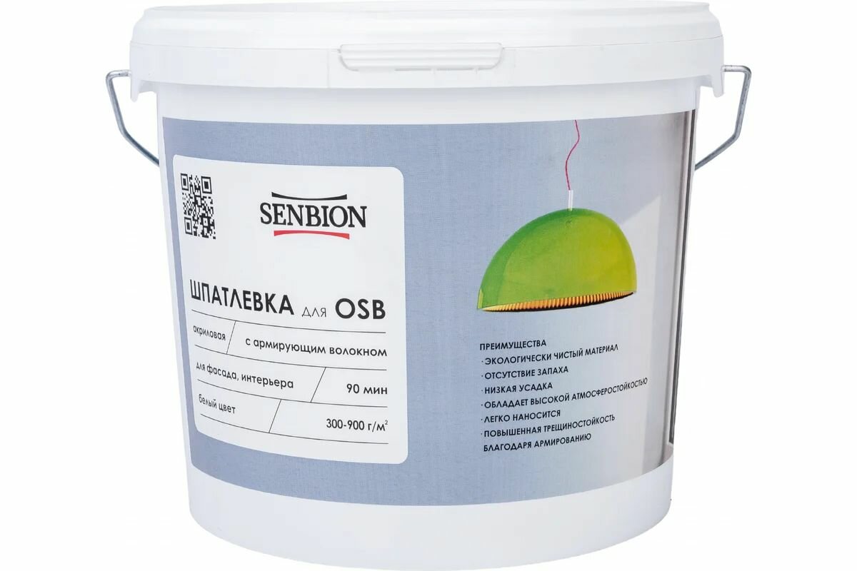Акриловая шпатлевка с армирующим волокном для OSB SENBION 7 кг S-Шп-15222/7
