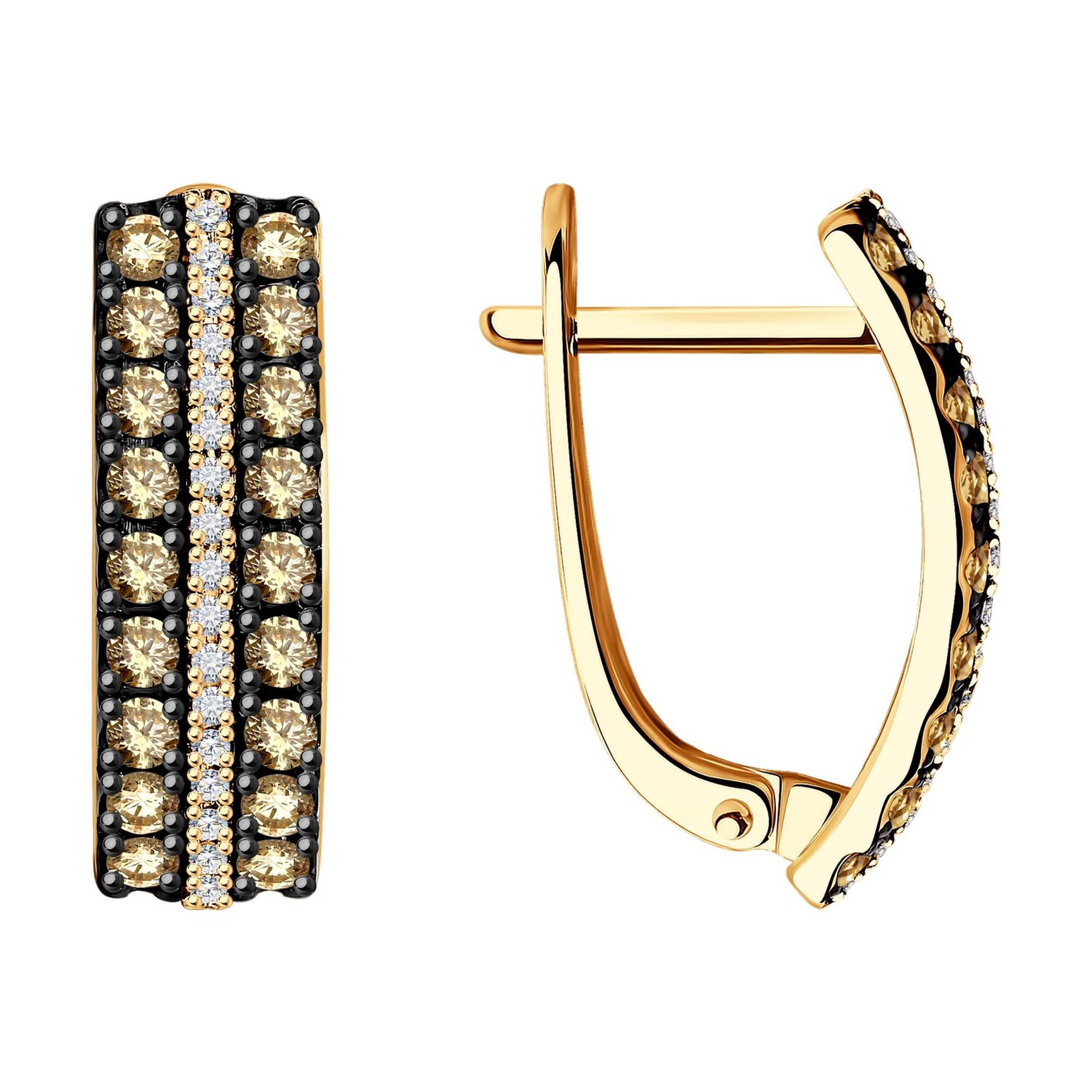 Серьги, красное золото, 585 проба, бриллиант