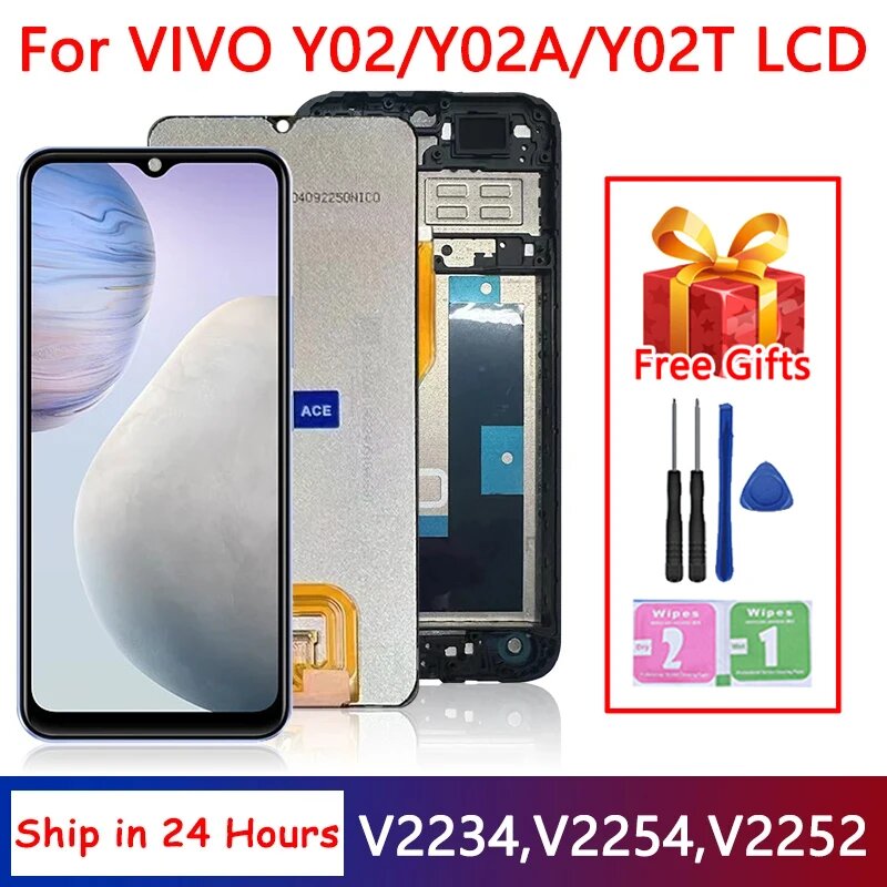 Дисплей для Vivo Y02 Y02A Y02T Y11 2023, черный, NO Frame