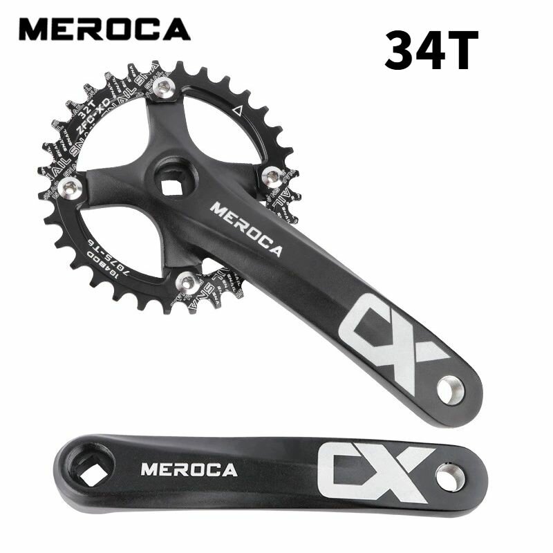 Шатун для горного велосипеда MEROCA с квадратными отверстиями, со звездочкой 34T-104BCD, 170ММ , Черный