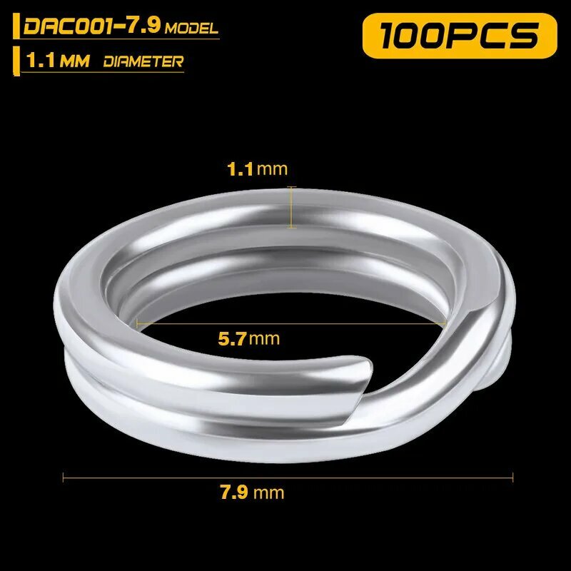 SAMOLLA Рыболовные сплит-кольца 100 шт, Цвет: 8MM