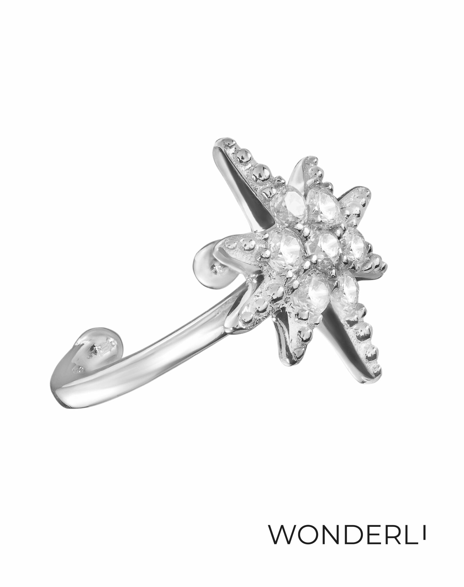 Кафф, серебро, 925 проба, фианит