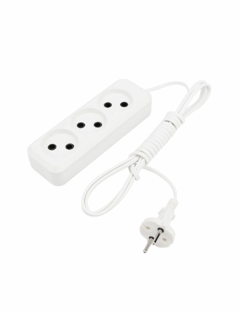 Удлинитель 3 м на 3 розетки без кнопки, белый тройник-удлинитель сетевой без заземления REXANT