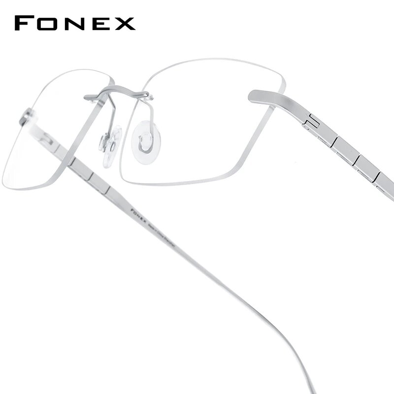FONEX Оправа для очков титан, серебристая, белая