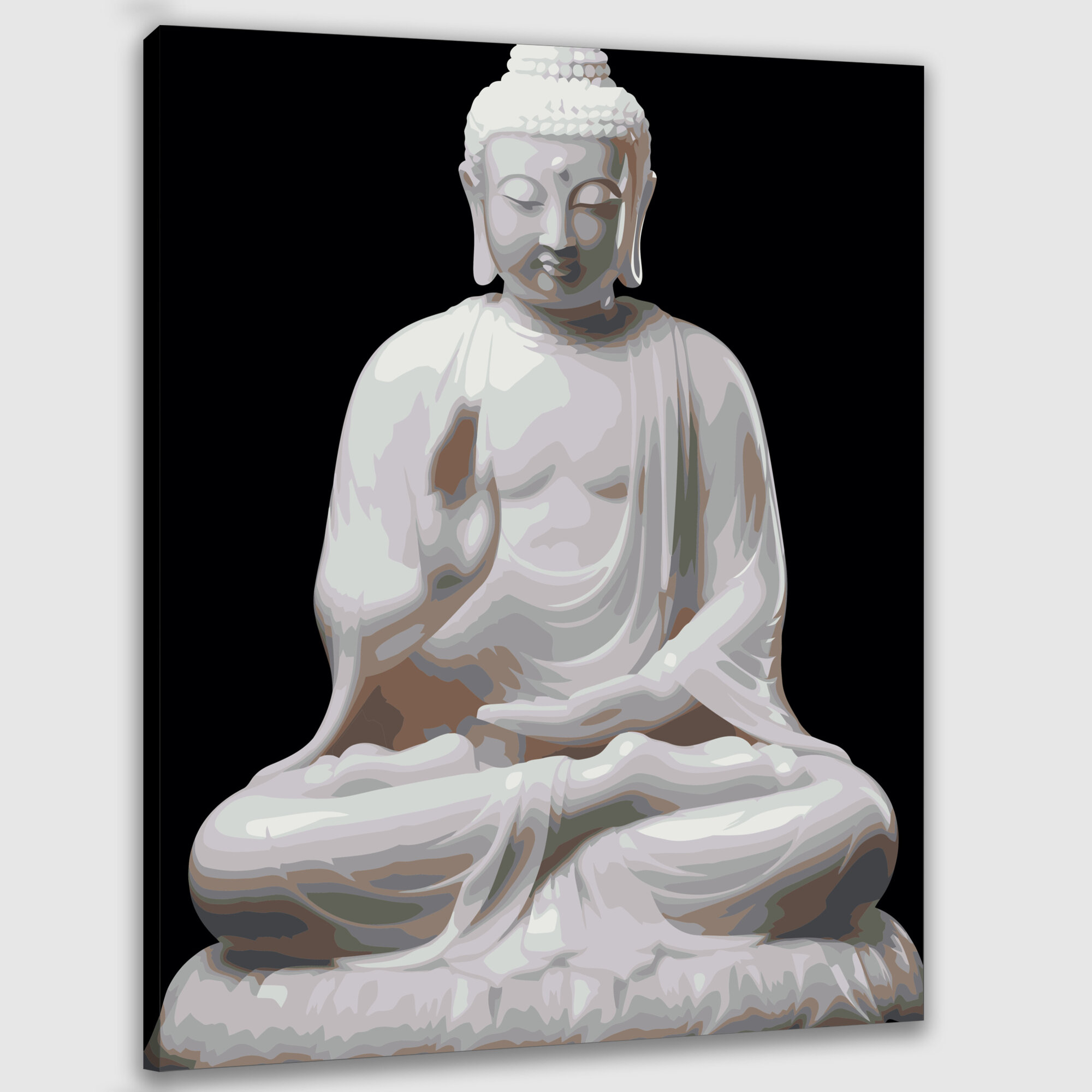 Картина по номерам 40x50 см, скульптура, Будда, история, мудрость, белый мрамор, детали, сидящий Будда, скрещенные ноги