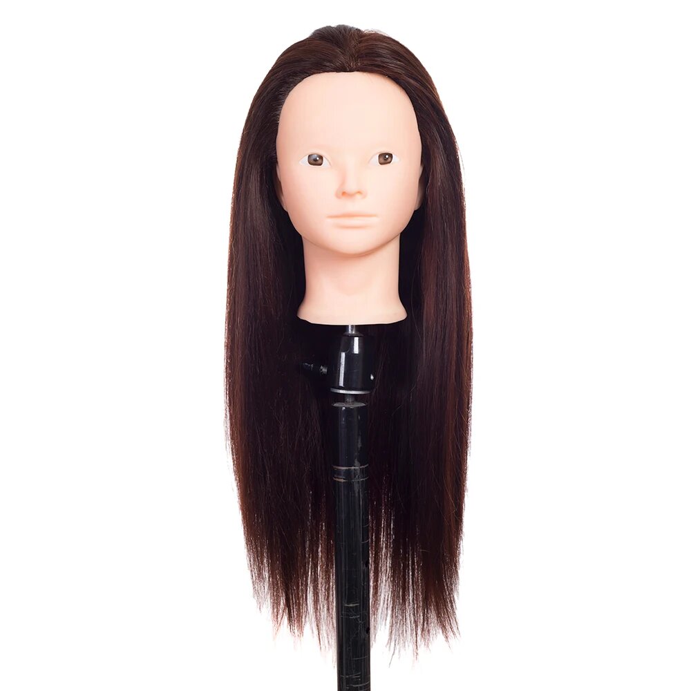 Голова-манекен с натуральными волосами 60 см hhf-maroon-nomakeup