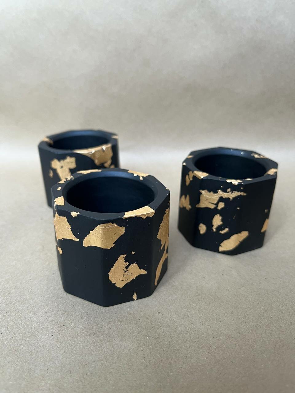 Гипсовые Подсвечники кашпо для свечей черные