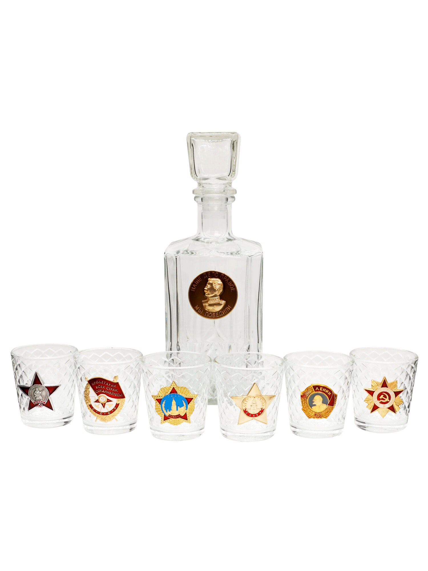 Подарочный набор для водки со штофом Символы СССР, 6 стопок, 0,5 л.