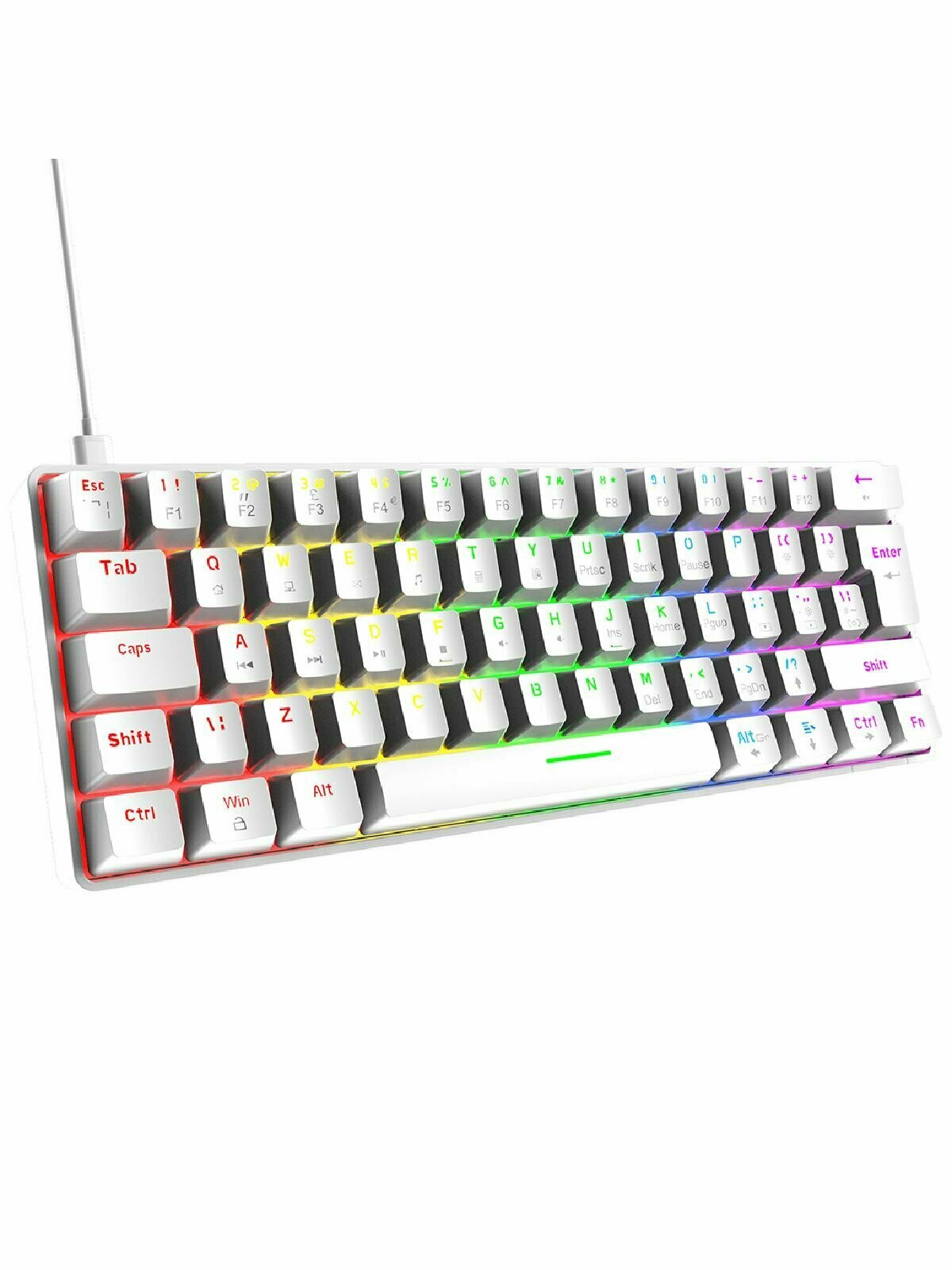 Mechanical Gaming Keyboard Green/Red Switch 62 Keys USB Wired Gaming Keyboard with 18 RGB Lights Effect Desktop PC Gamer