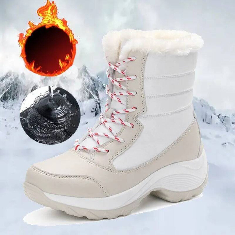 Новые зимние женские ботинки, зимние сапоги, высокие теплые студенческие туфли из хлопка и бархата