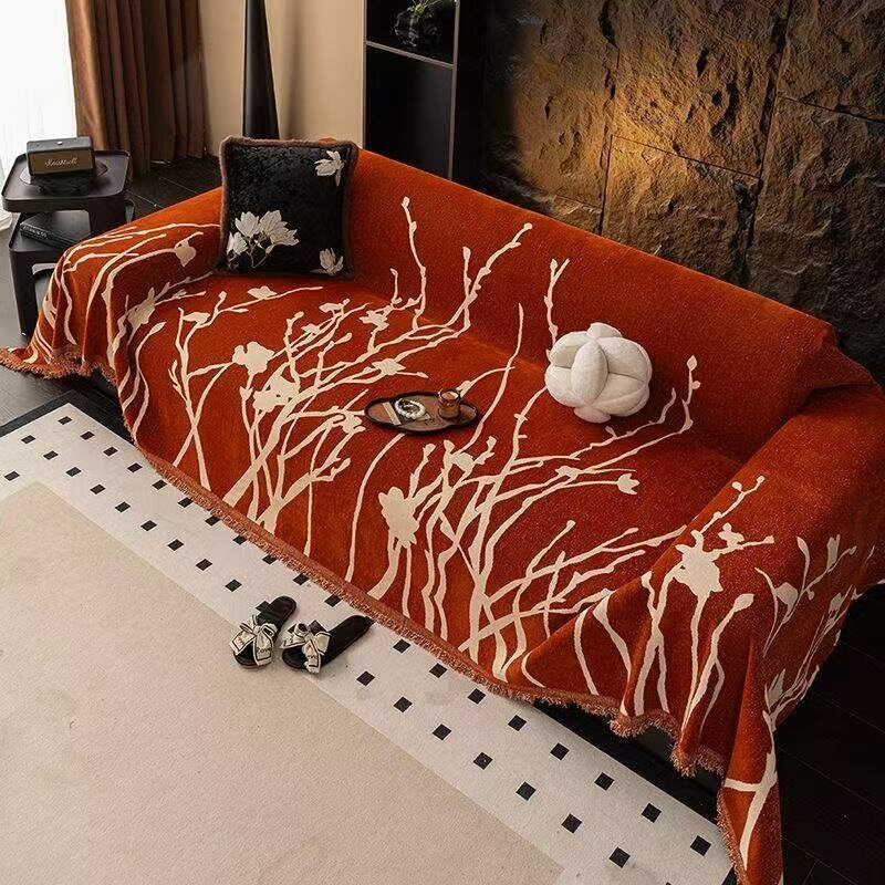 Антискользящее велюровое покрывало на диван 180x300 см, элитный чехол-плед для гостиной