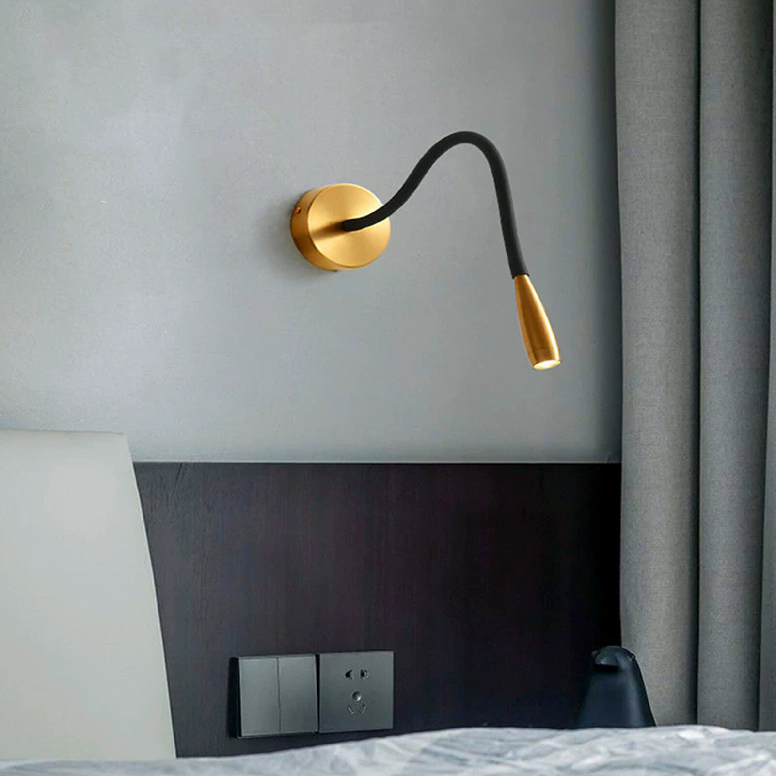 Гибкая настенная лампа с гусиной шеей 3 Вт 200 Лм выход настенный светильник для чтения алюминий