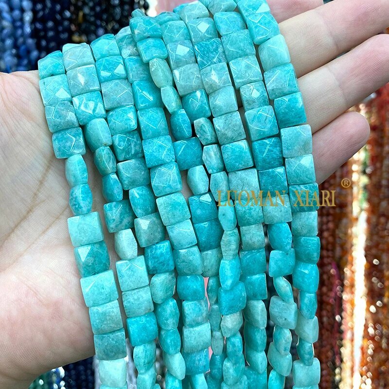 LUOMAN XIARI Квадратные темно-синие бусины из лунного камня 9-10 мм