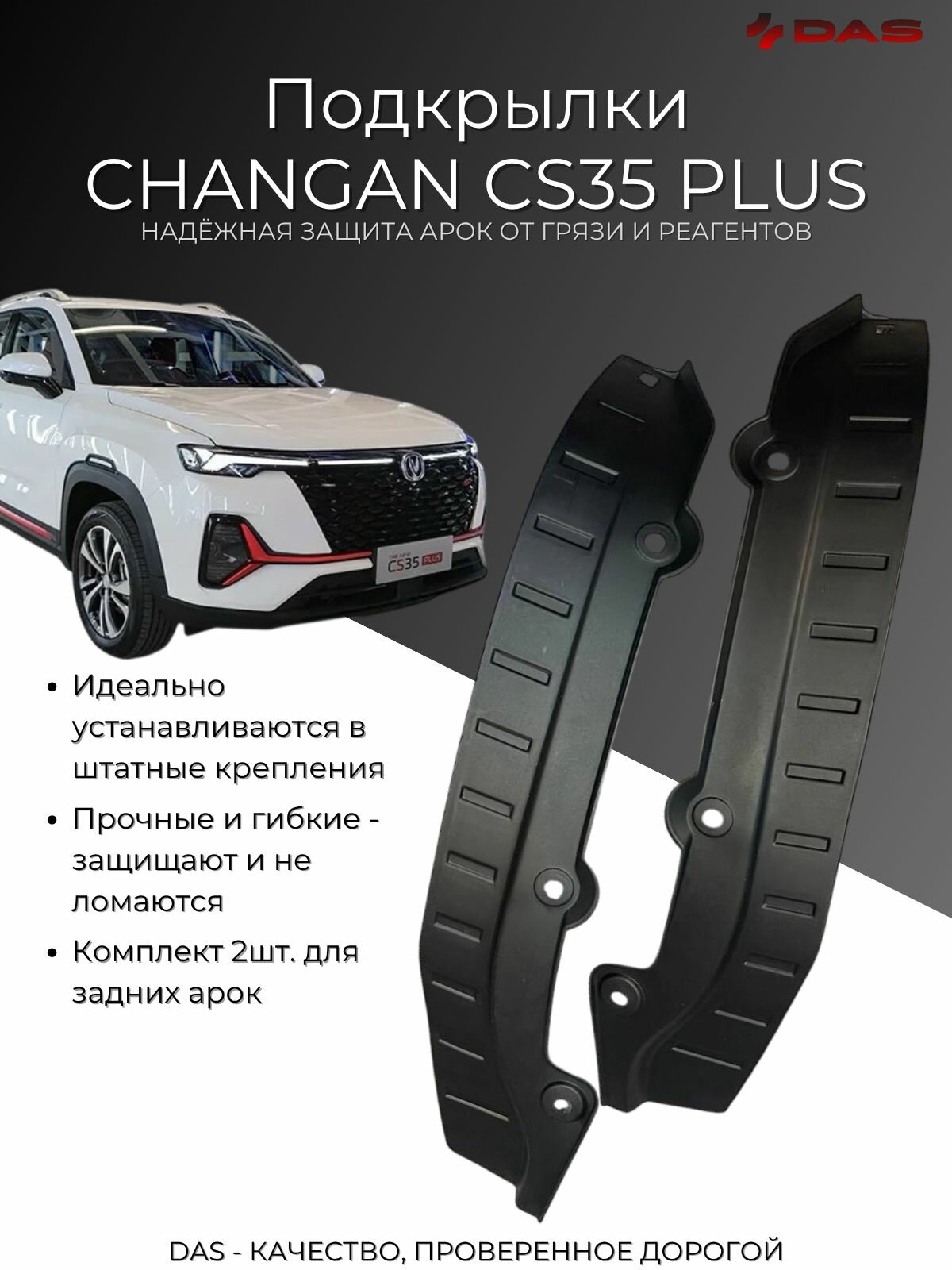 Подкрылки для задних колес Changan CS35 Plus / Чанган ЦС35 Плюс 2023-2025 г. в