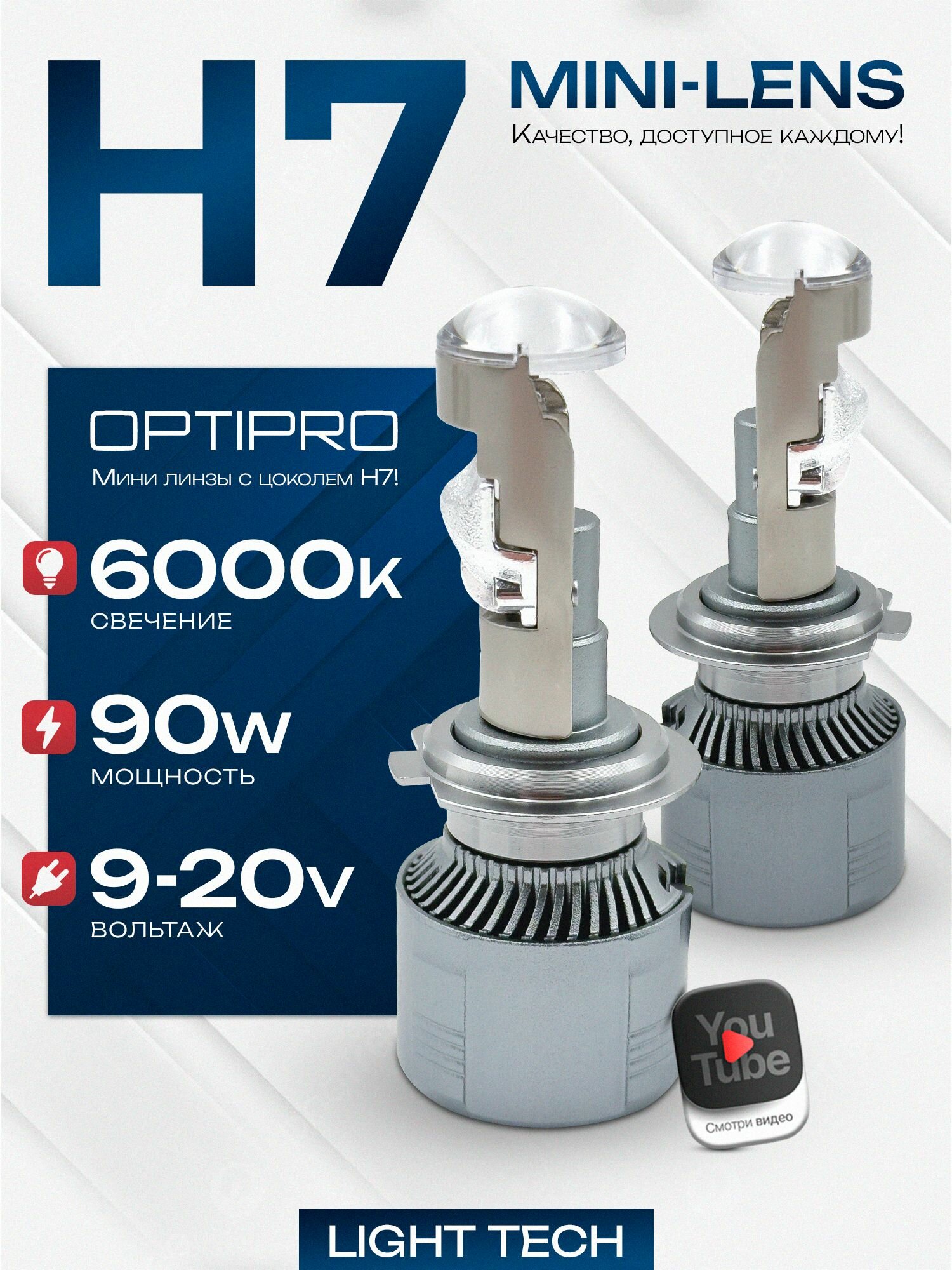 Светодиодные лампы Н7 led с блоком стабилизатором напряжения для Ford Kuga/ led лампы мини линзы H7 на Форд Куга