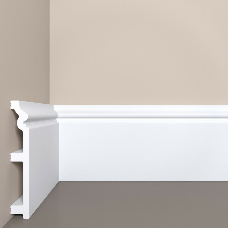 Плинтус напольный 20x138 мм белый ударопрочный полистирол полиуретановый под покраску 1 метр