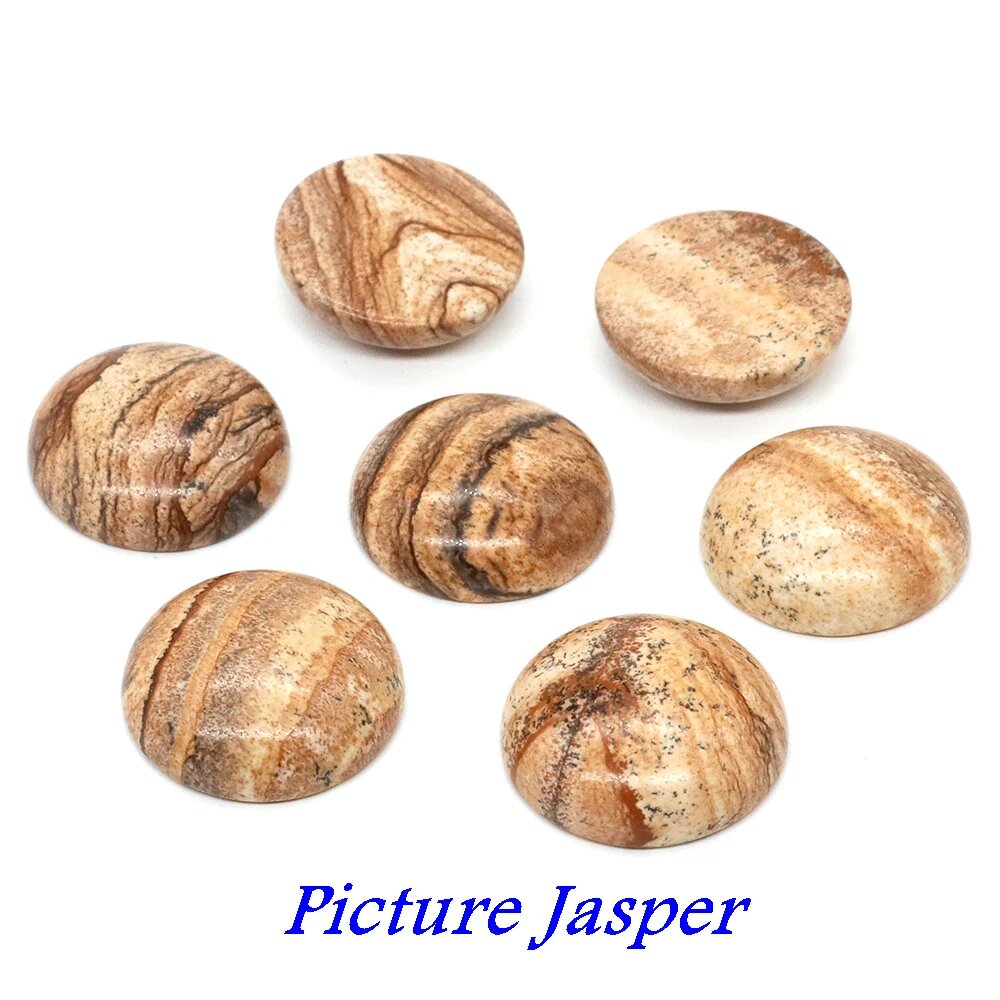 Натуральные камни кабошон аметист розовый кварц 25 мм 20 PCS, Picture Jasper