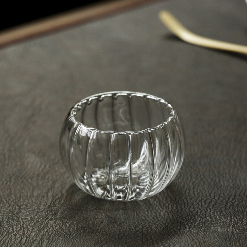 Набор термостойких стеклянных чайных чашек в форме тыквы для дома и офиса, прозрачная чайная чашка, термоизолированная кружка с двойными стенками.