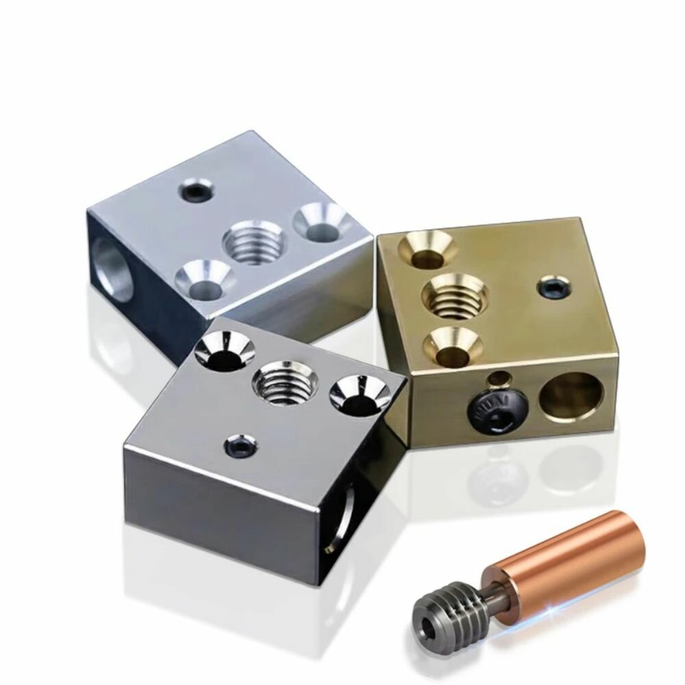 Комплект деталей для 3D-принтера: алюминиевый, латунный, медный нагревательный блок CR10, биметаллический патрубок для экструдера Ender 3 CR10, детали хотэнда.