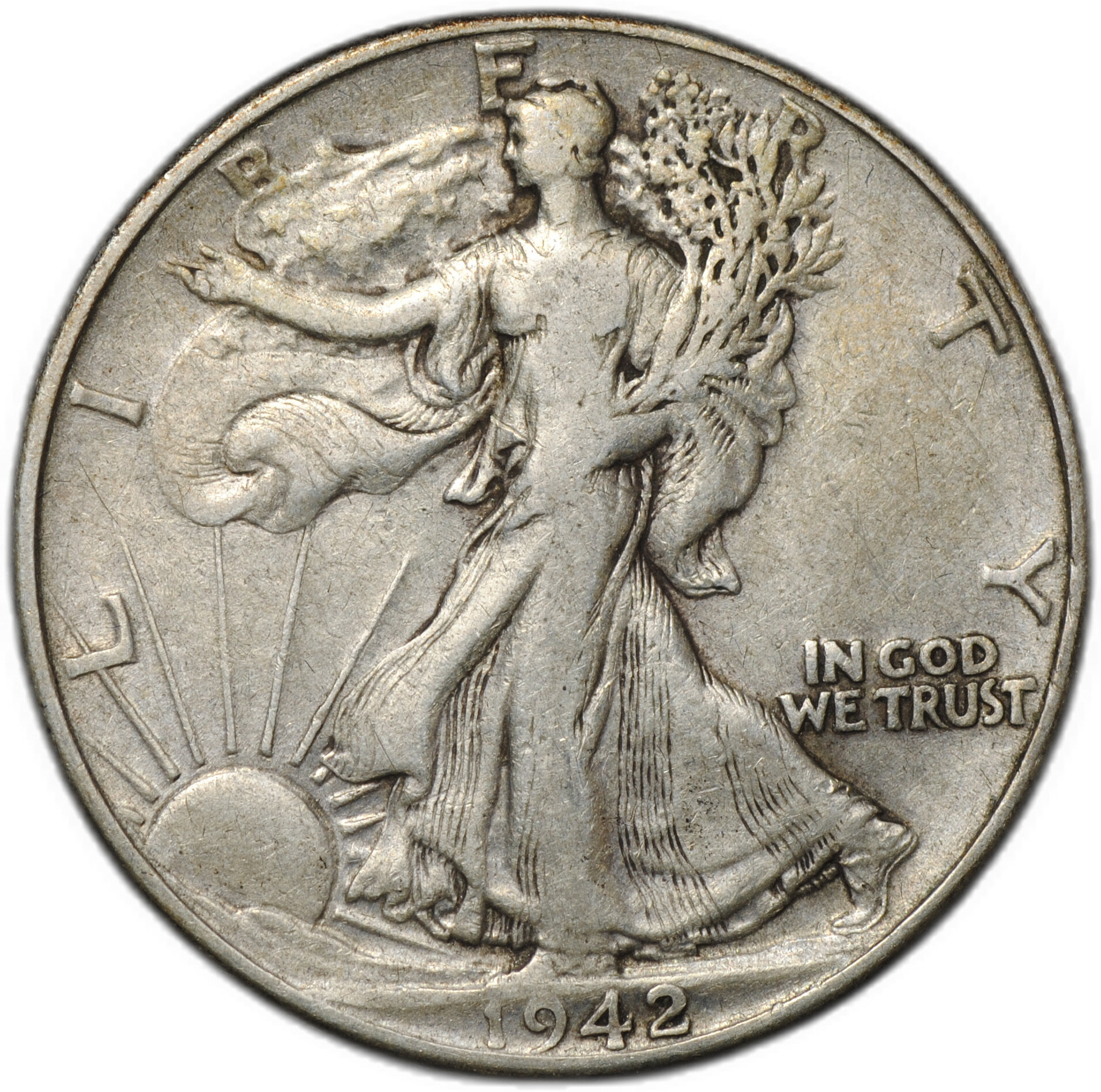 Монета 50 центов (1/2 доллара) 1942 Шагающая свобода США