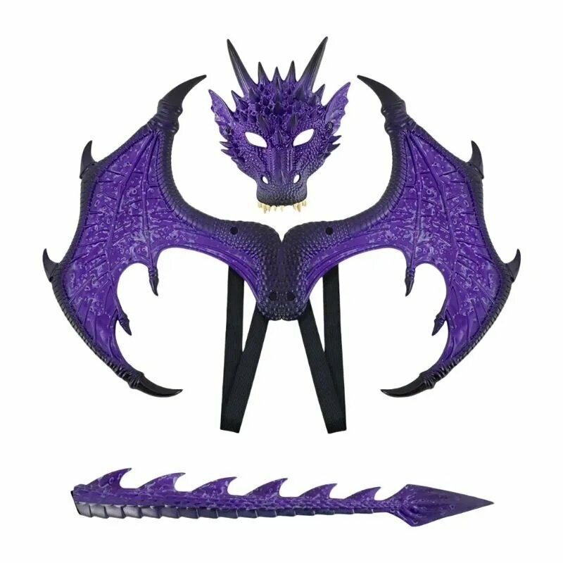 Костюм дракона для детей Дети мальчики девочки, набор хвостовой маски дракона, аксессуары для косплей -динозавров на Хэллоуин