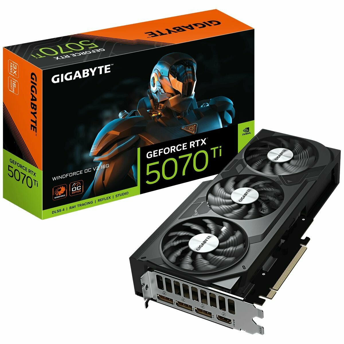 Видеокарта Gigabyte RTX5070Ti WINDFORCE OC V2 16GB GDDR7 256bit 3xDP HDMI 3FAN RTL
