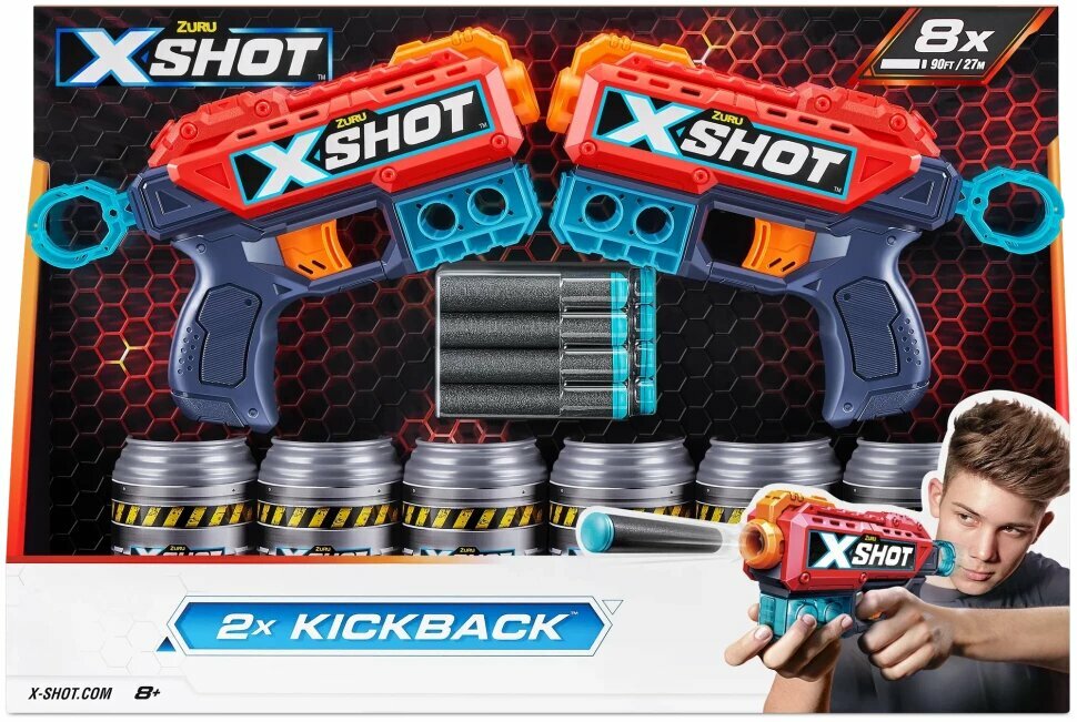Игровой набор X-SHOT 36202, для игр, 2 бластера, 6 мишеней, 8 дротиков