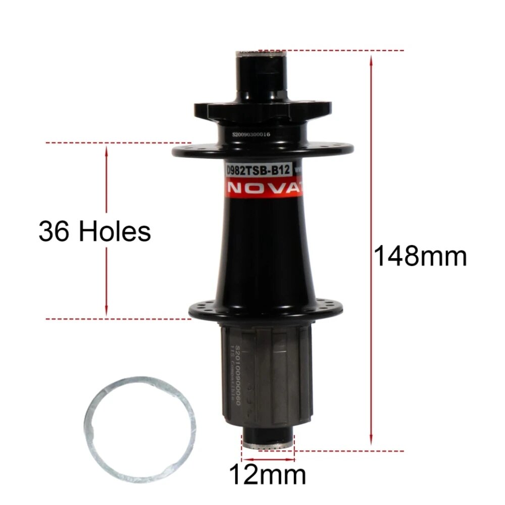 Novatec задняя втулка 36 отверстий, M12x148, черная