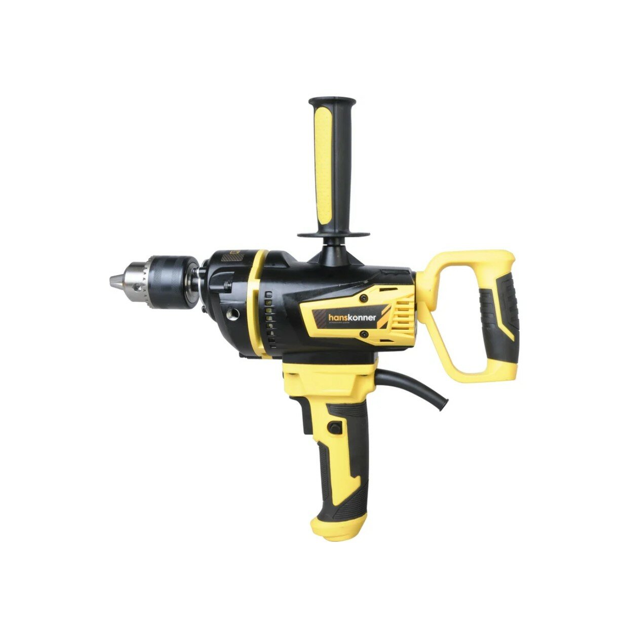 Дрель-миксер Hanskonner, 1400Вт, 0-1100об/мин, патрон 16мм, метал редуктор, 4м кабель