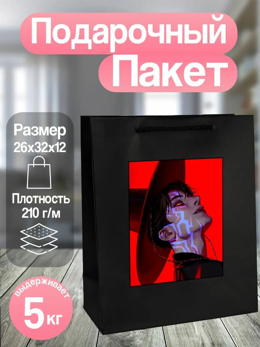 Подарочный пакет большой, черный, Кпоп охотницы на демонов Хантрикс