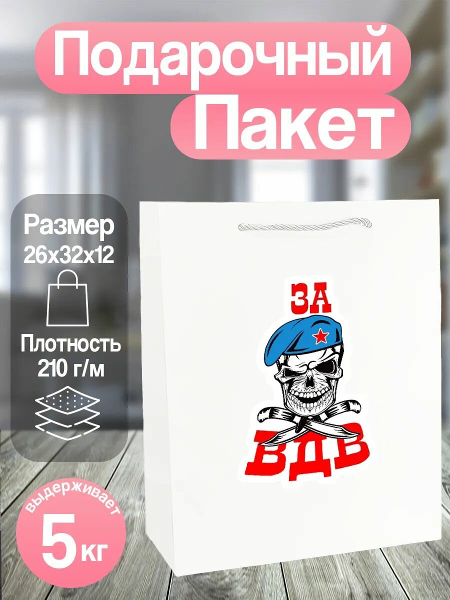 Подарочный пакет ВДВ России, упаковка для подарка, 26х31 см