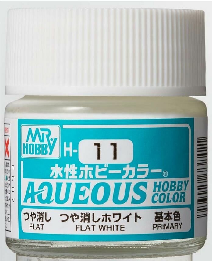 H 11 краска водоразбавляемая художественная т. м. MR.HOBBY 10мл FLAT WHITE