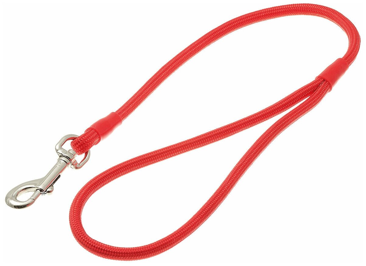Водилка для малых и средних пород собак и кошек (круглый, ширина 6 мм) стальной карабин, Zoo One, красный, длина 50 см