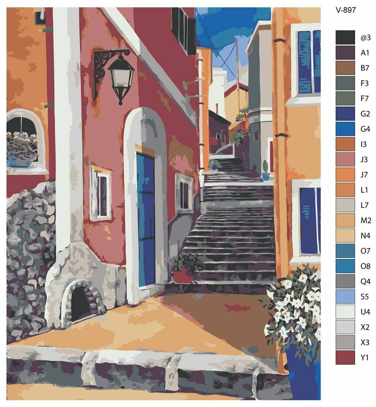 Картина по номерам V-897 "Италия. Белладжио - улица с каменными лестницами", 40x50 см