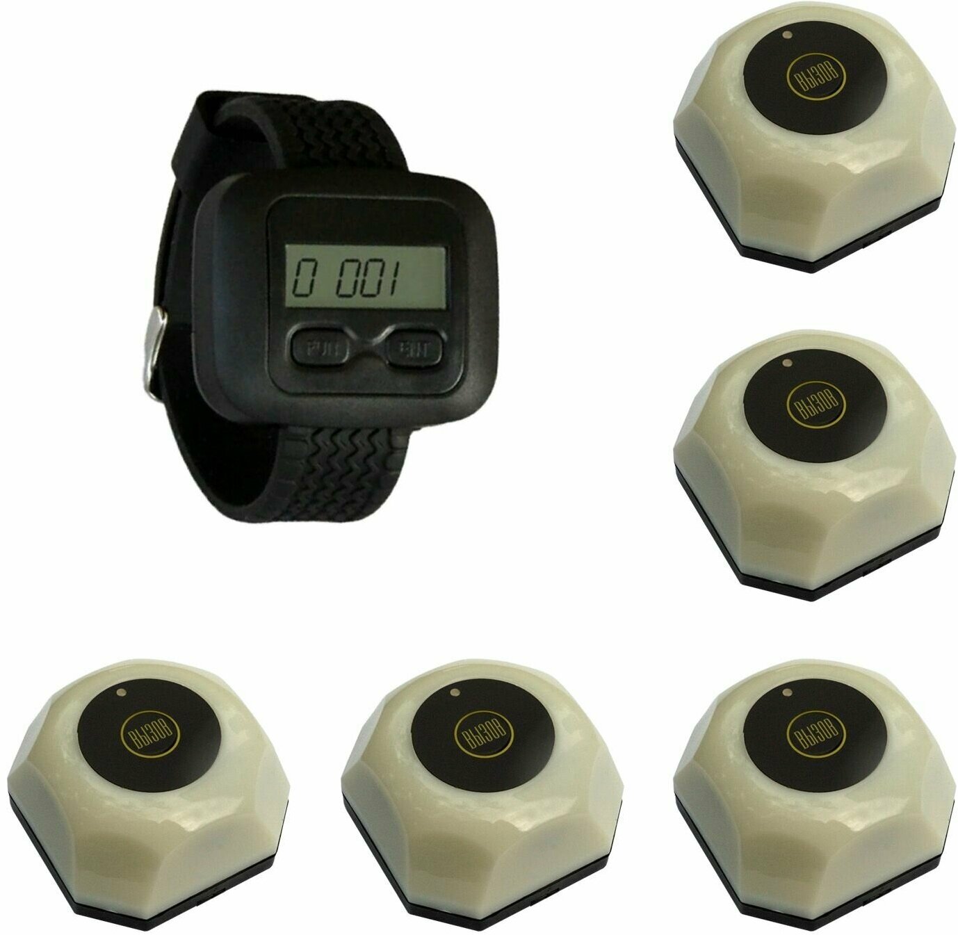 Комплект системы вызова персонала: часы-пейджер П-10 и 5 кнопок вызова К-6