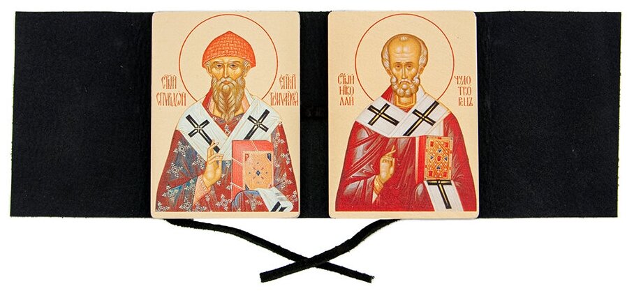 Икона, складень в дорогу "свт. Николай Чудотворец, свт. Спиридон Тримифунтский"