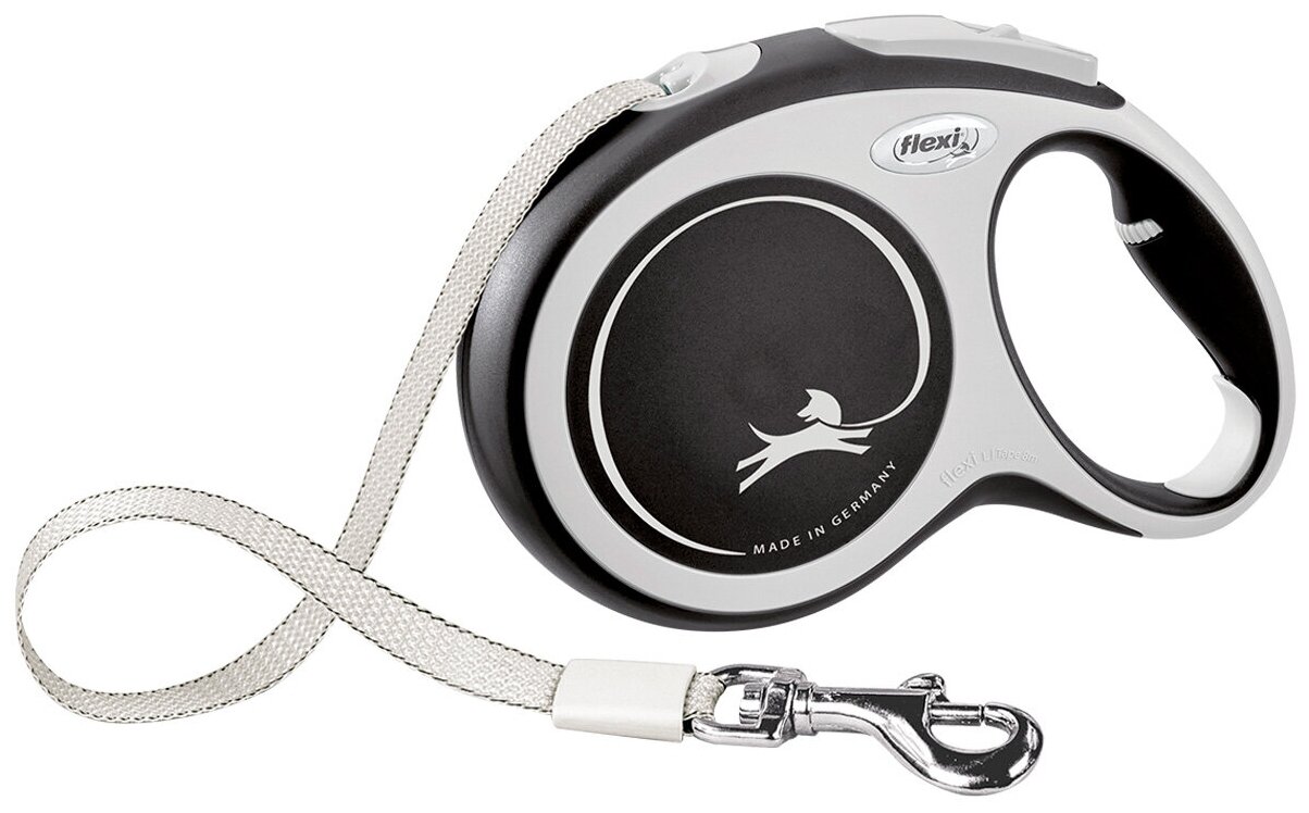 FLEXI NEW COMFORT TAPE ременной поводок рулетка для животных 8 м размер L черный (1 шт)
