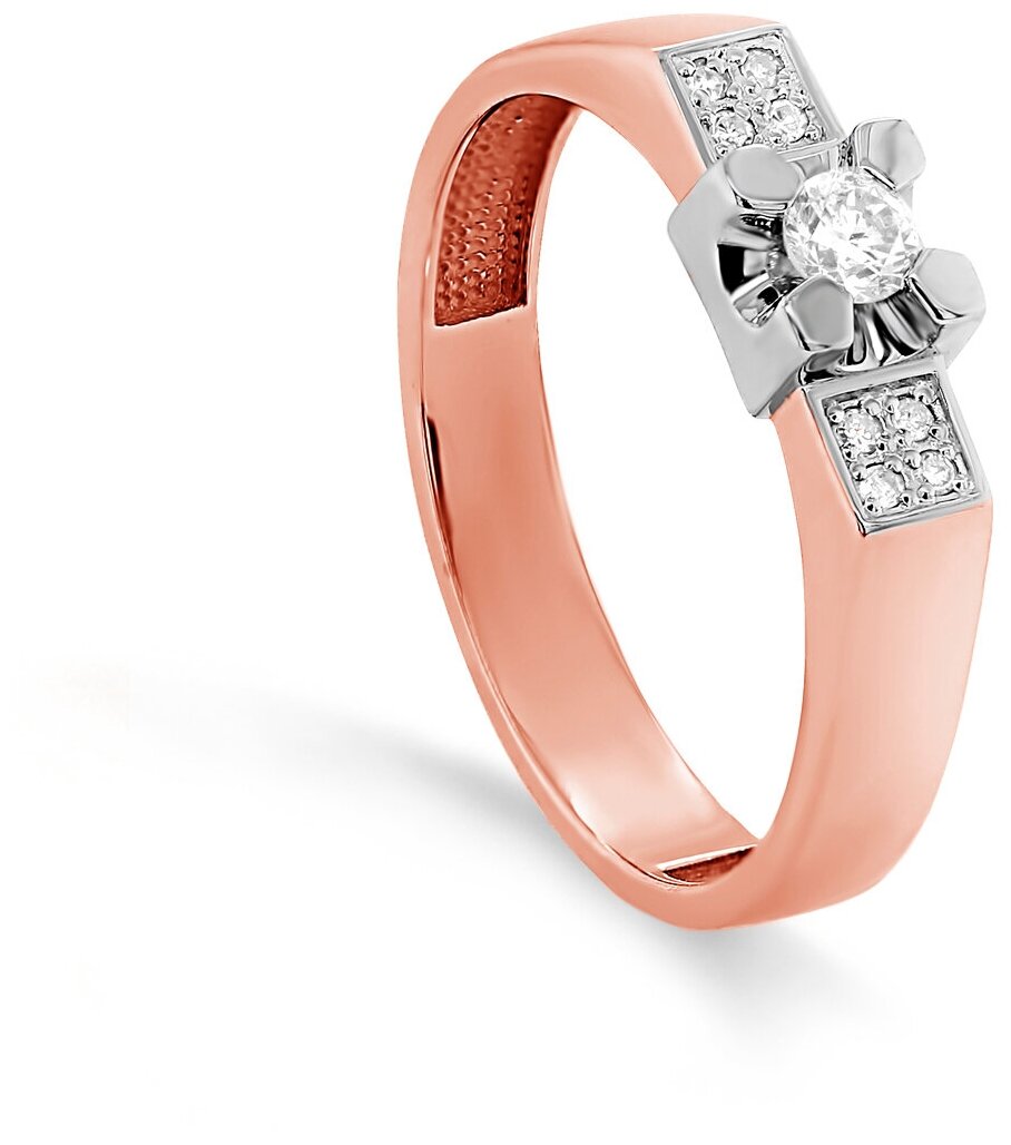 Кольцо, красное золото, 585 проба, бриллиант