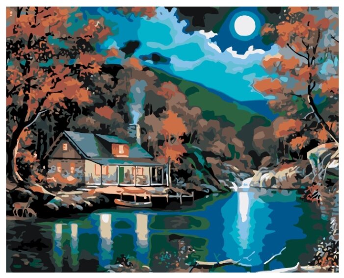 Дом на озере Раскраска картина по номерам на холсте