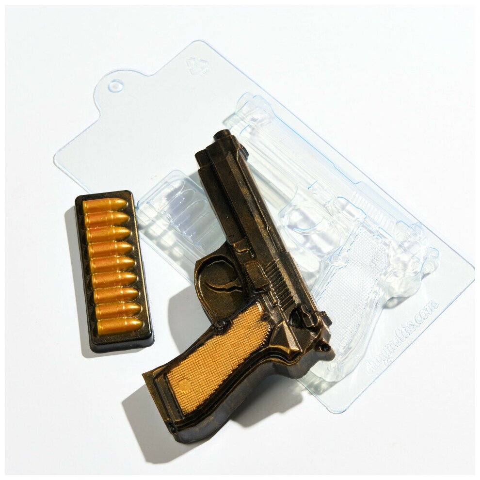 "Пистолет и патронташ" форма пластиковая для мыла