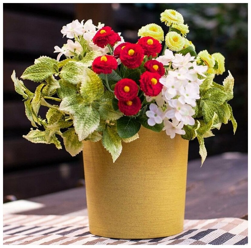 Кашпо Цилиндр Эко, D 20см, 5.2л, горчичный со вставкой