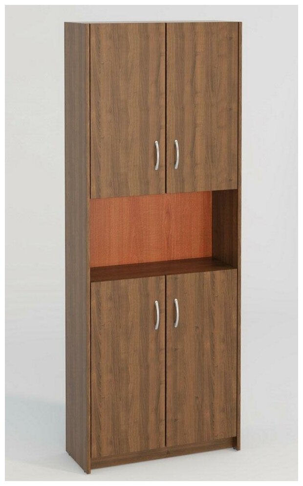Шкаф 4 двери 5 полок 69,3х32.6 см. МагМебель Милана-15 орех