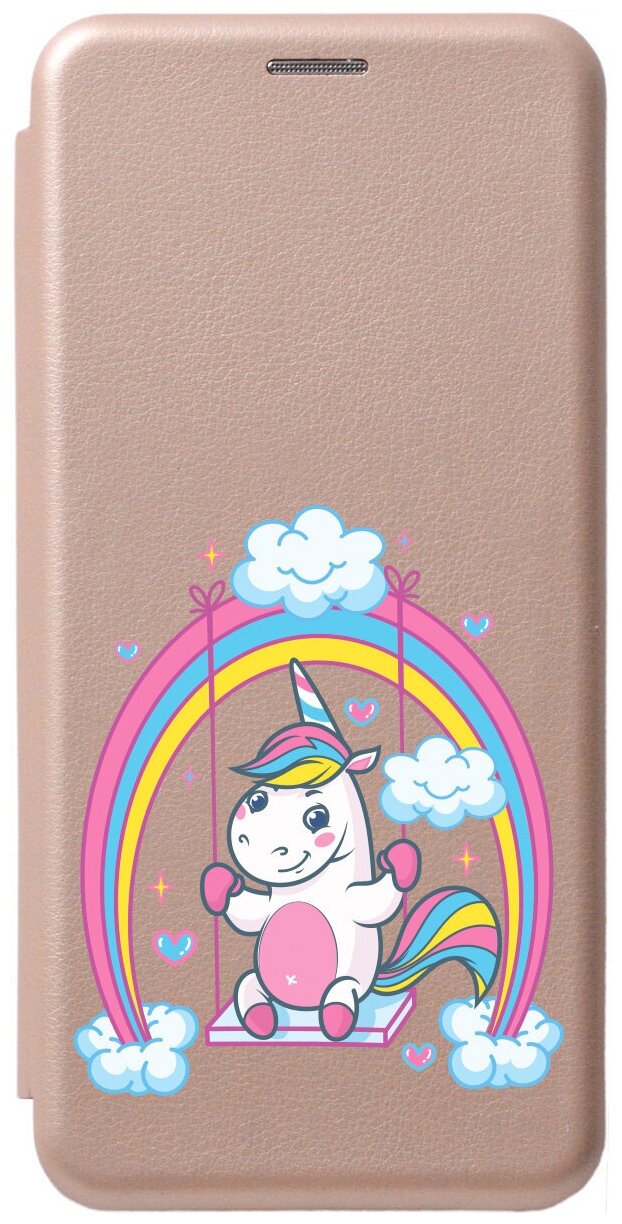 Чехол-книжка Unicorn на Xiaomi Redmi 6 / Сяоми Редми 6 с 3D эффектом золотой